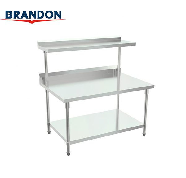 Double layer with backrest and single layer upper shelf workbench – Brandon